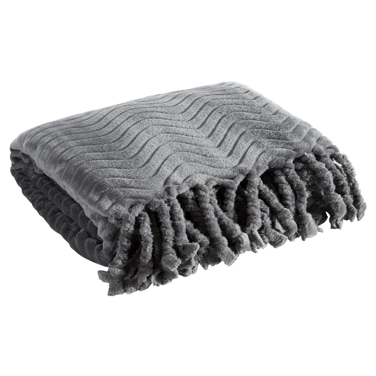 Koc 150 x 200 Mikrofibra z Frędzlami Emma Stal | Łóżkoholicy